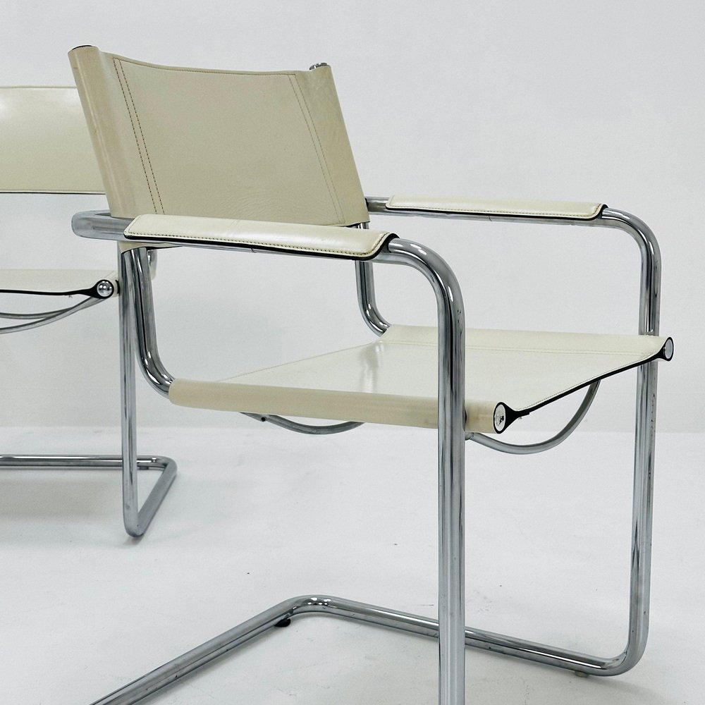 MG5 Centro Studi Dining White Leather Chair by Mart Stam and Marcel ...