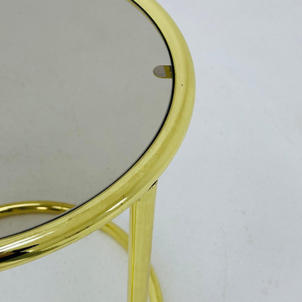 Bauhaus Round Golden Chrome and Glass Side Table, 1980s for sale at Pamono