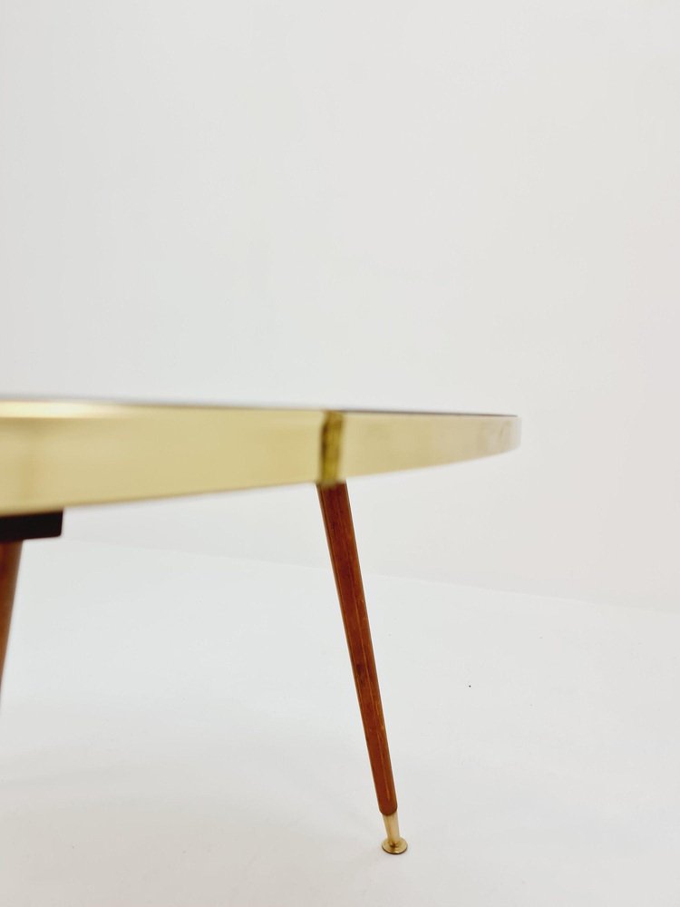 Mid-Century German Tripod Glass & Brass Coffee Table from Else, 1950s ...