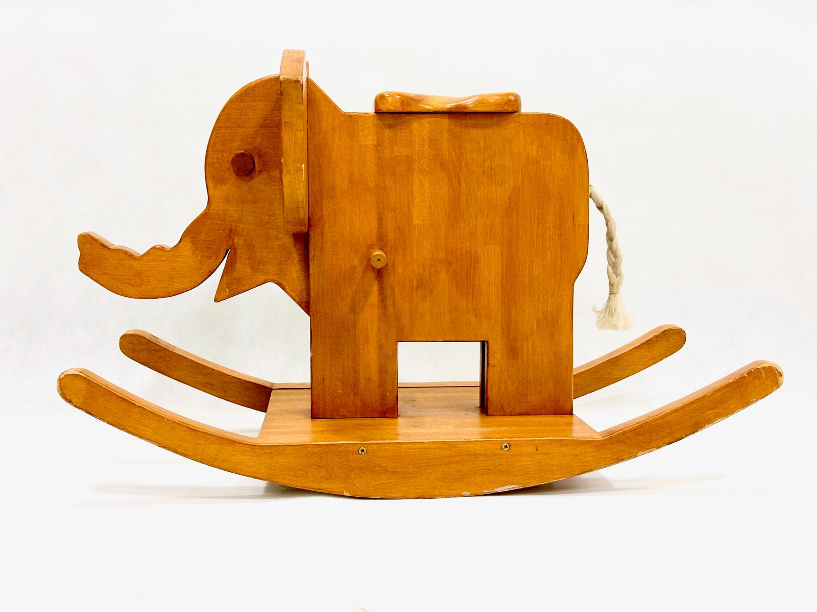 Mid-Century Wooden Rocking Elephant, 1960s for sale at Pamono