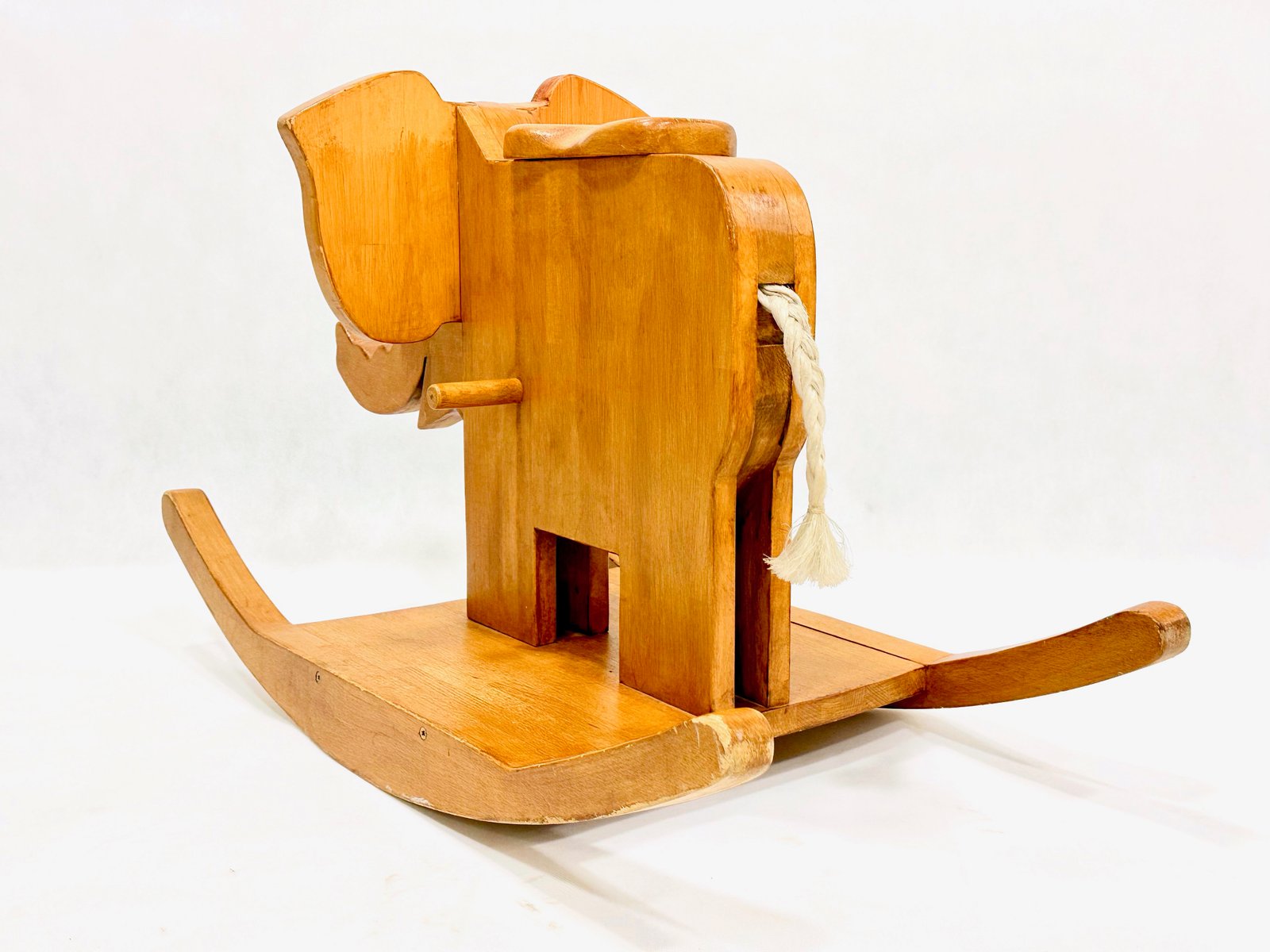 Mid-Century Wooden Rocking Elephant, 1960s for sale at Pamono