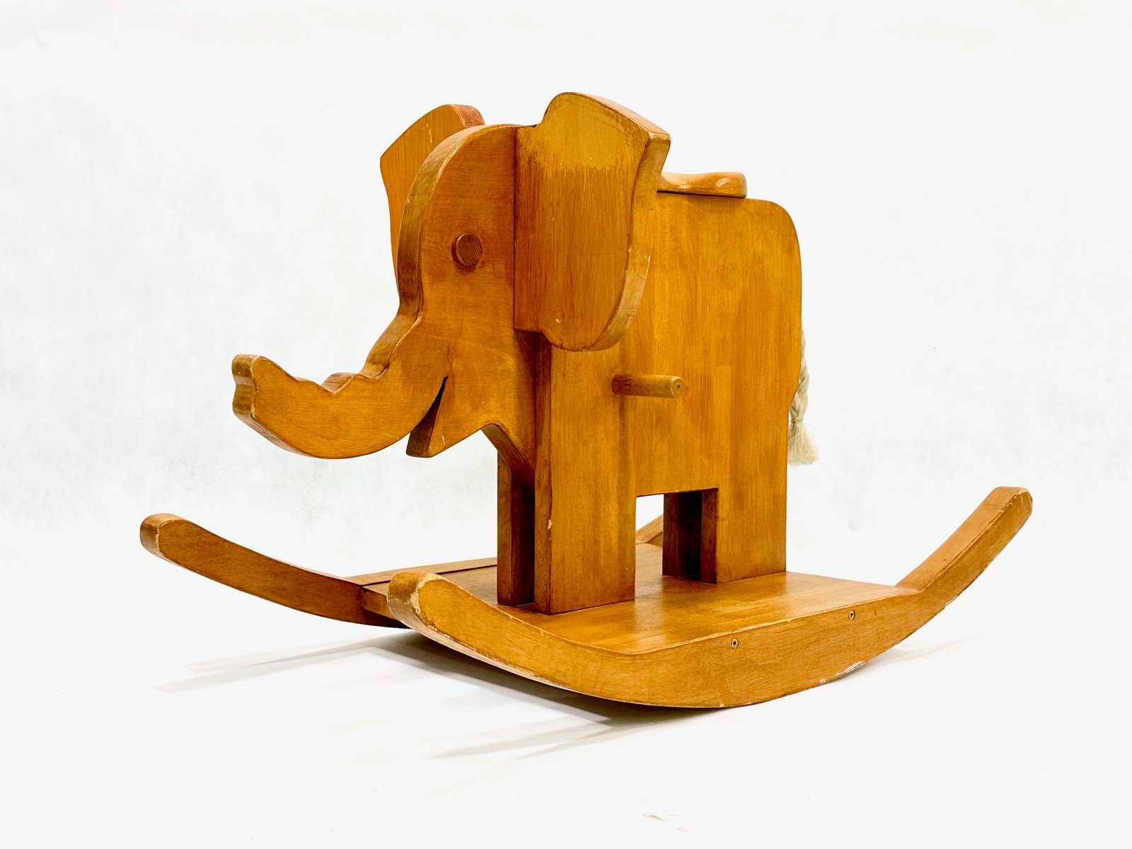 Mid-Century Wooden Rocking Elephant, 1960s for sale at Pamono