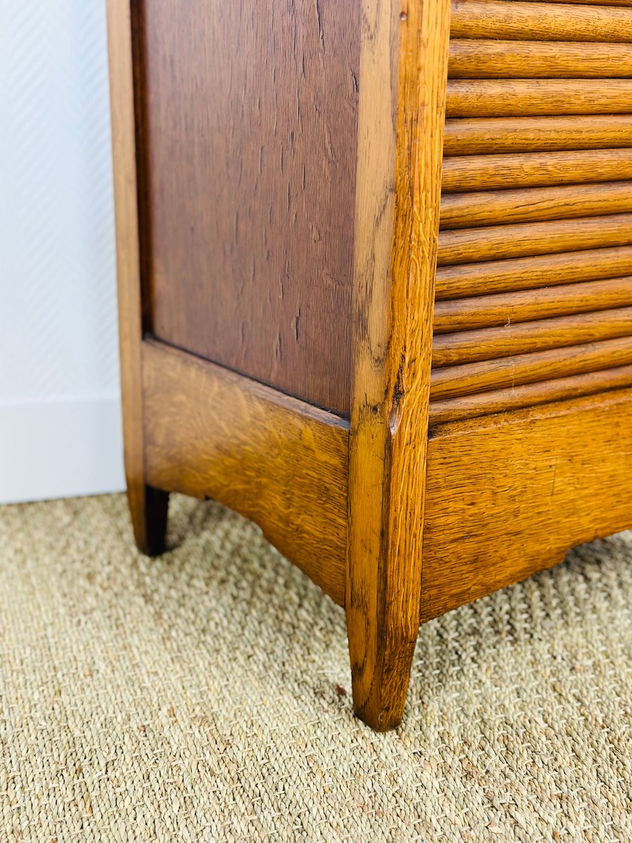 Vintage Oak Filing Cabinet with Marble Top, 1940s for sale at Pamono