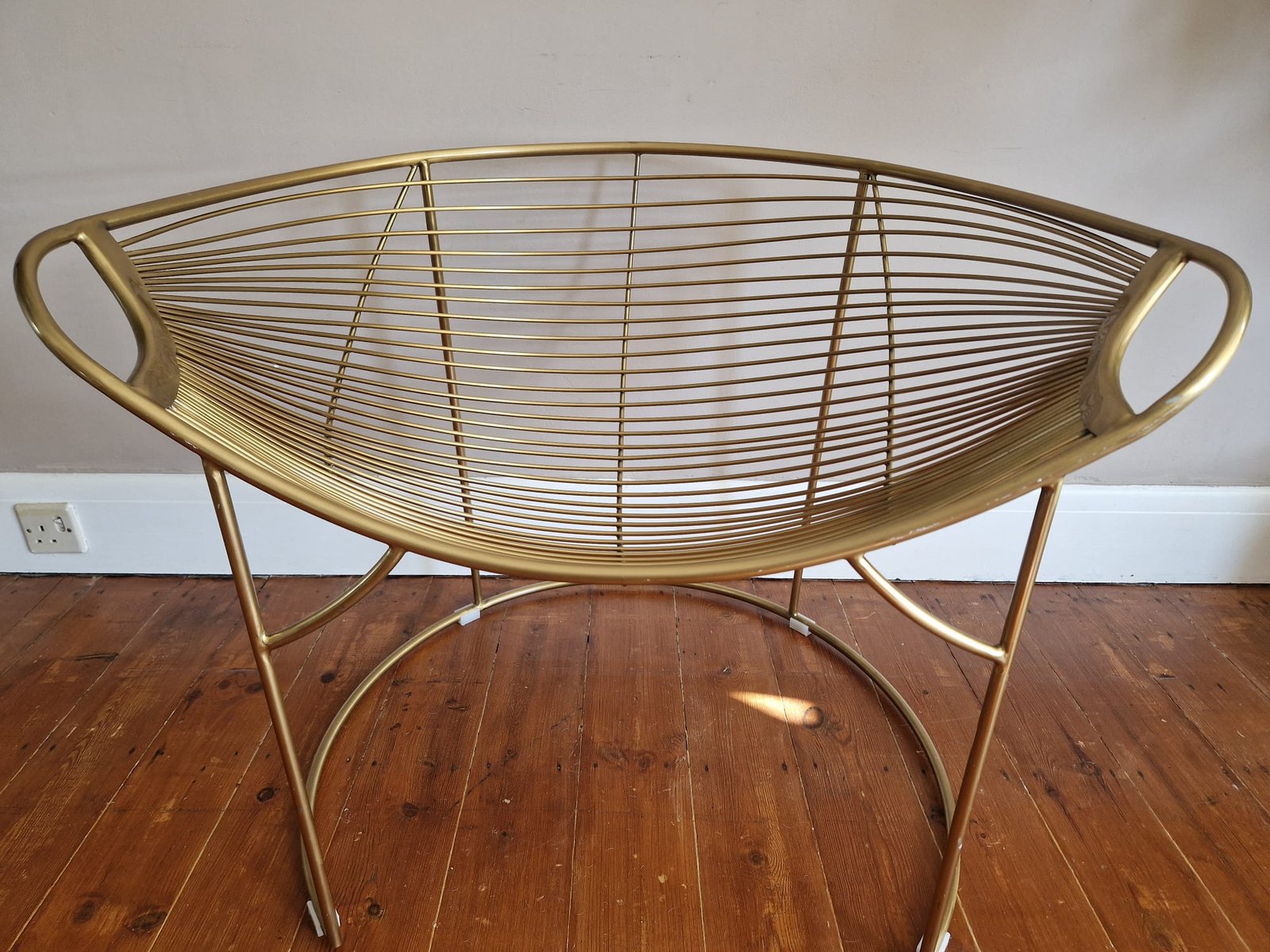 Vintage Art Deco Style Gold Effect Clamshell Steel Accent Lounge Chair ...