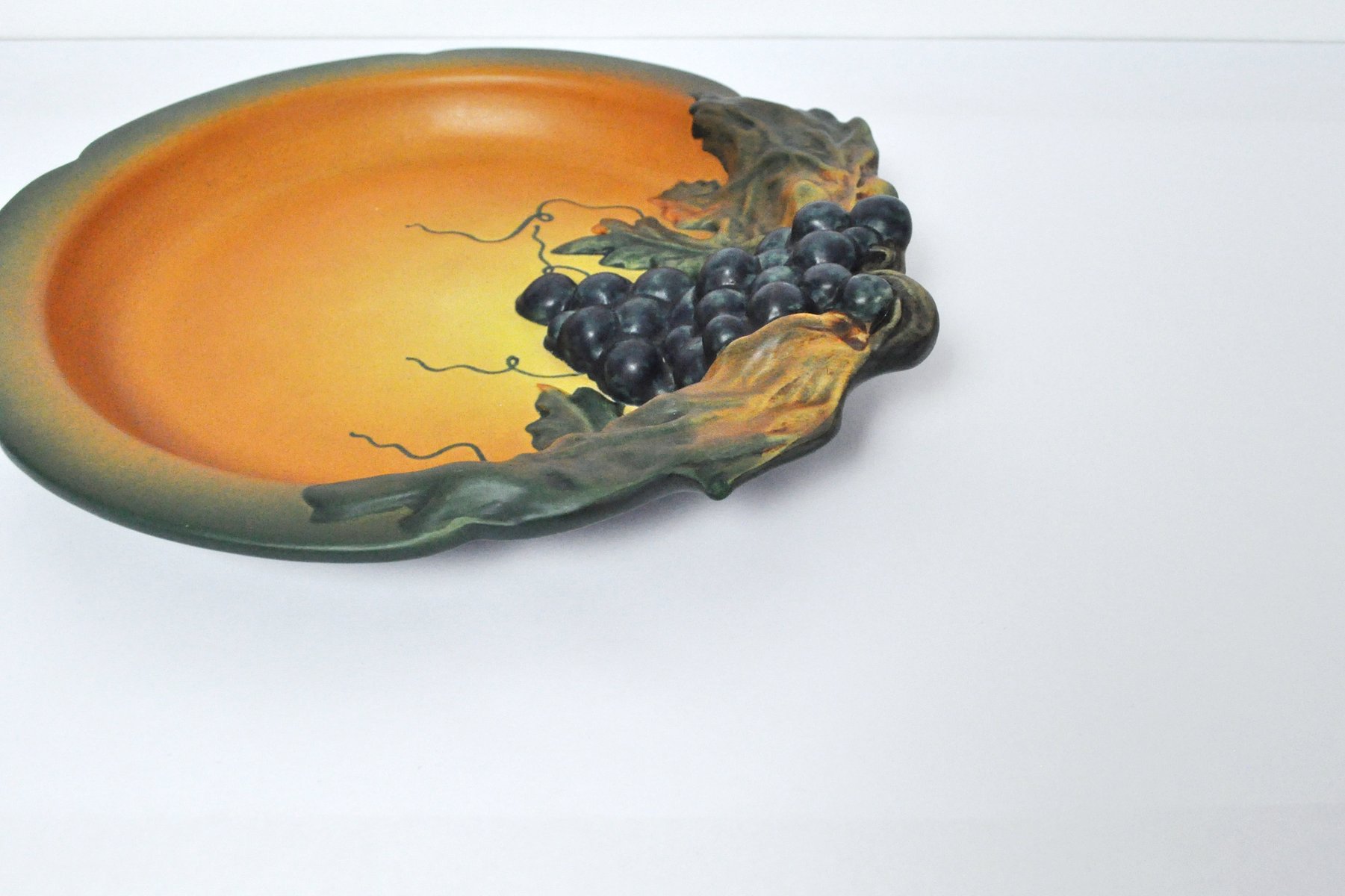 Danish Art Nouveau Hand-Crafted Grape Decorated Platter by P. Ipsens ...