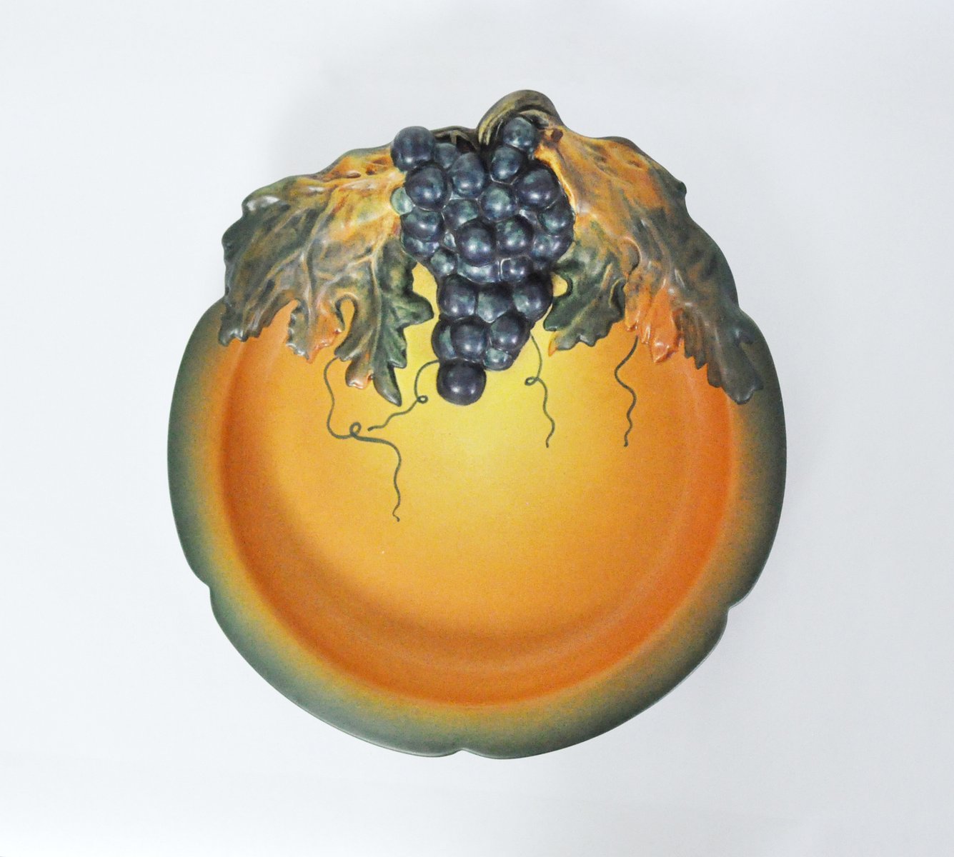 Danish Art Nouveau Hand-Crafted Grape Decorated Platter by P. Ipsens ...