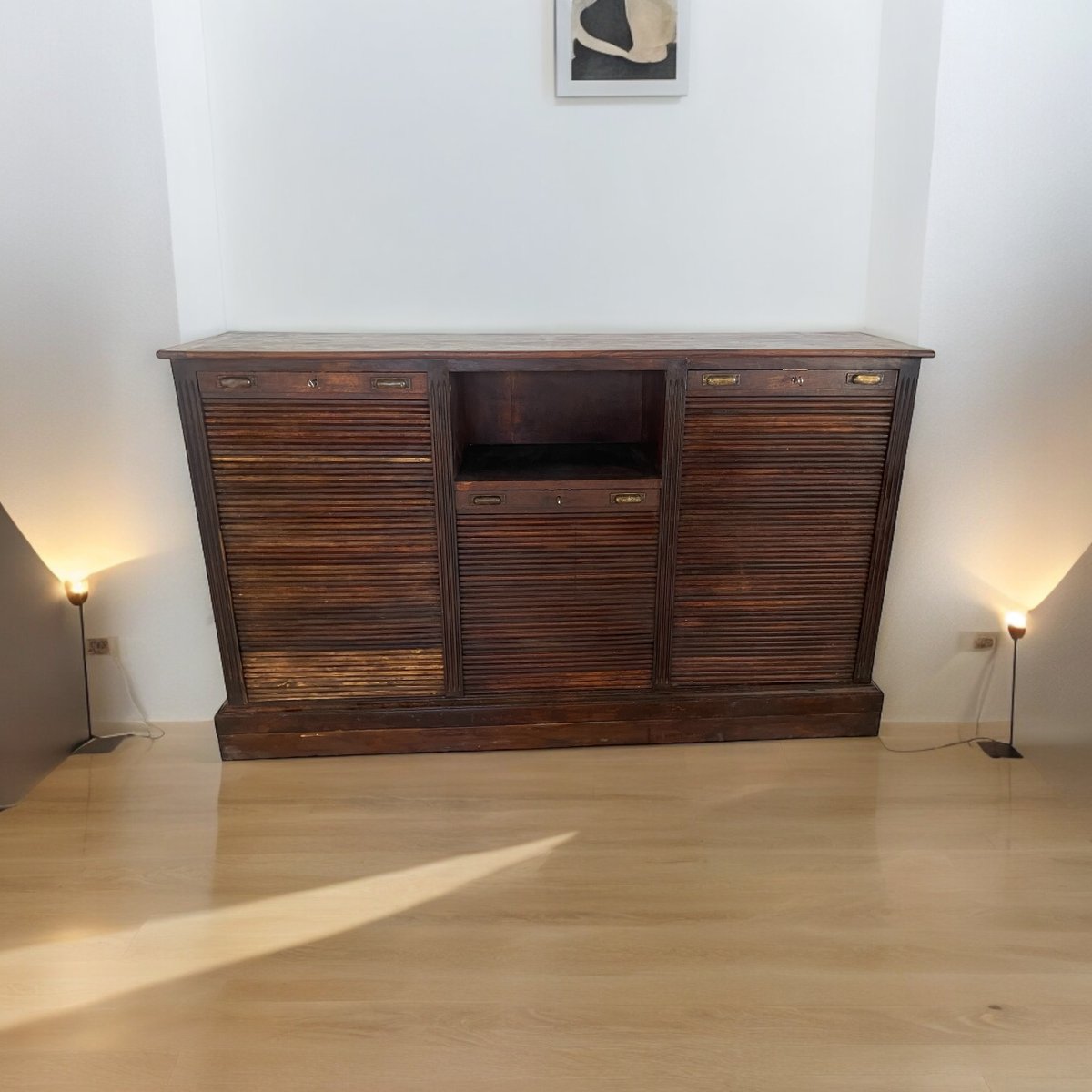 Vintage Italian Wooden Shutter Cabinet, 1940s for sale at Pamono