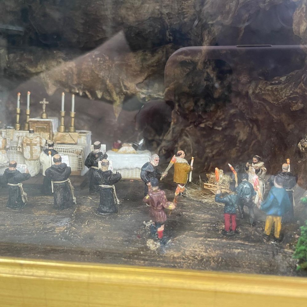 Mid-Century Modern Italian Diorama Box with Religious Celebration Scene ...