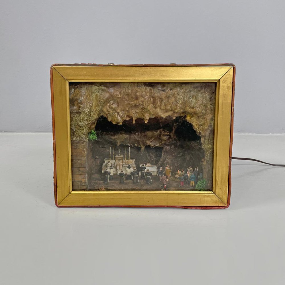 Mid-Century Modern Italian Diorama Box with Religious Celebration Scene ...