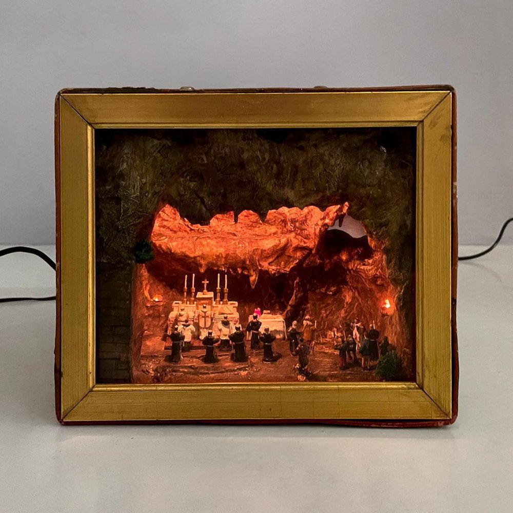 Mid-Century Modern Italian Diorama Box with Religious Celebration Scene ...