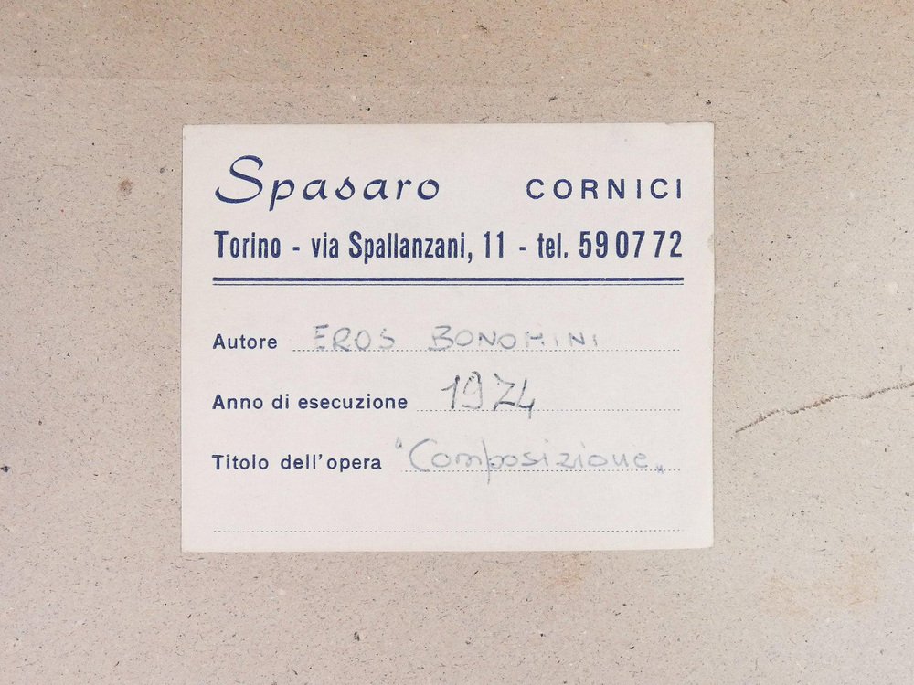 Eros Bonamini, Composition, 1974, Oil on Board for sale at Pamono