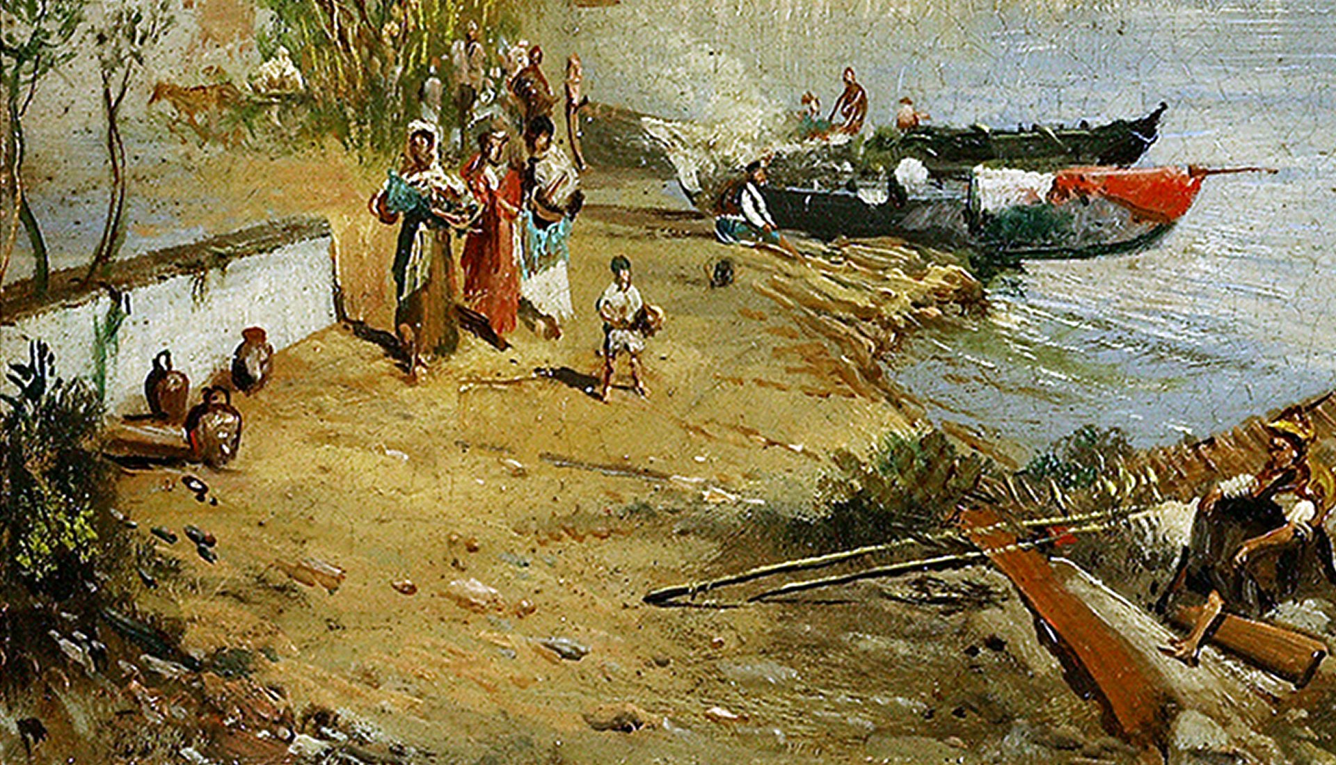 Allegretti Mario Rosario, Melancholic Landscape with Marine Scene of ...