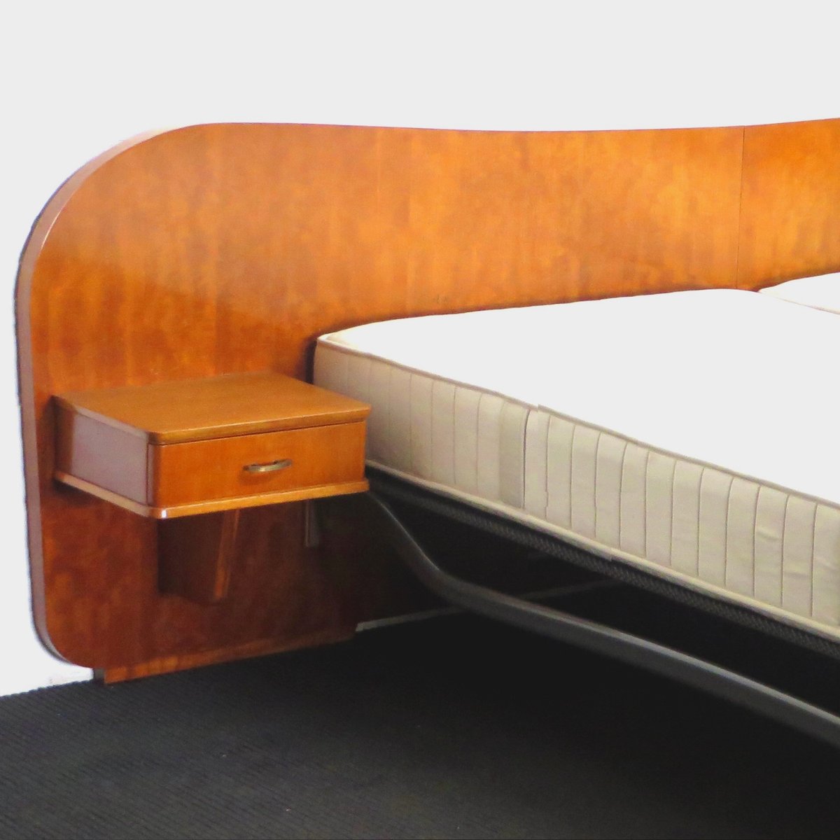 Mid-Century Bed with Nightstands in Teak and Walnut, 1950s for sale at ...