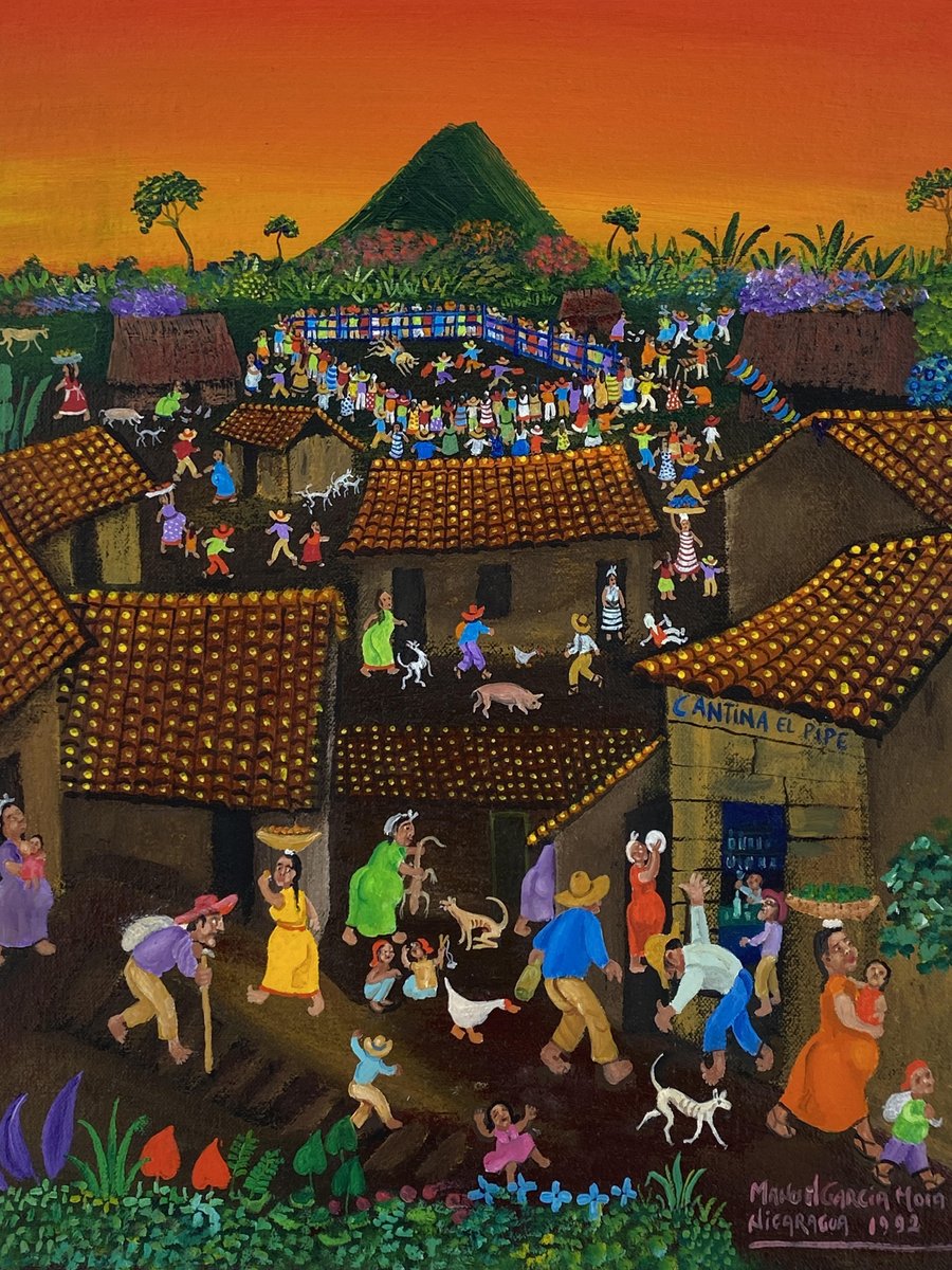 Manuel Garcia Moia, Naive Style Scene, 1992, Oil on Canvas for sale at ...