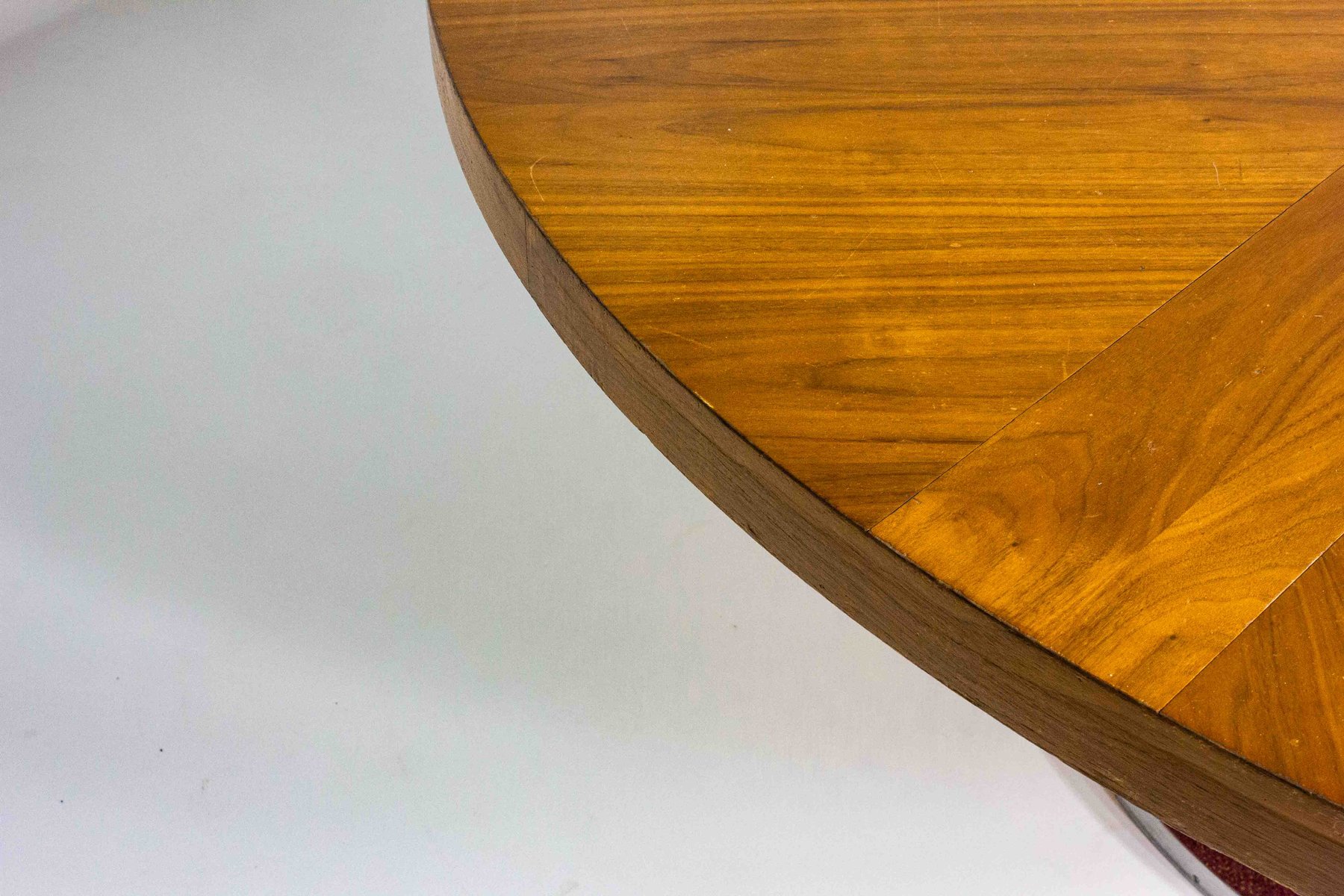 Large Vintage Round Burl Wood Dining Table, 1960s for sale at Pamono