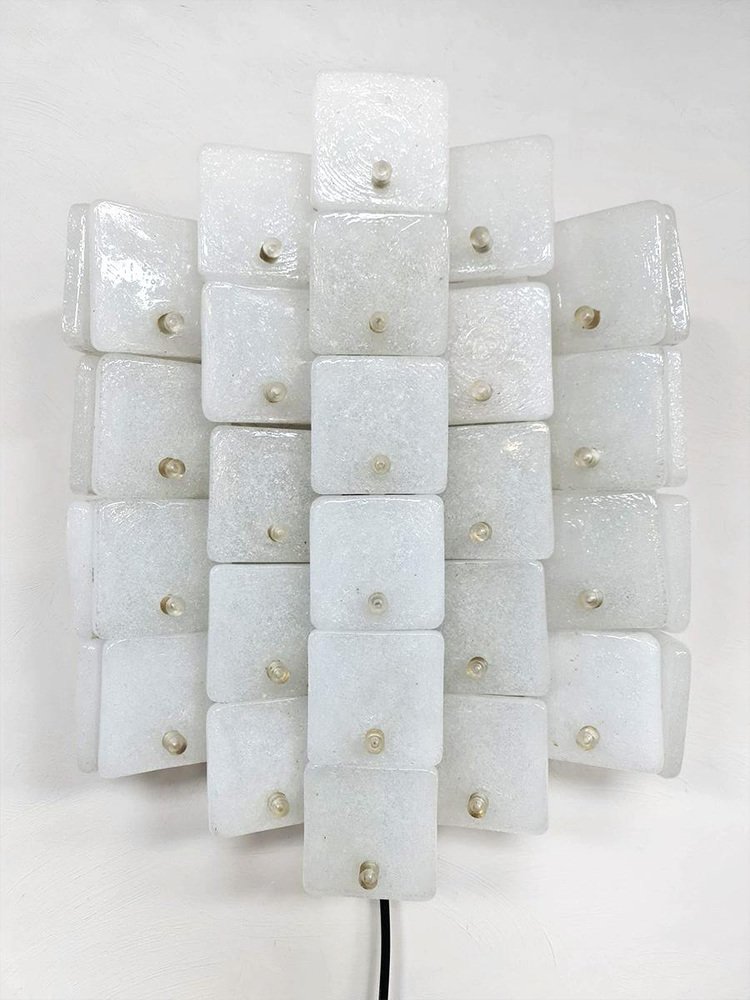 Frosted Ice Glass Panel Wall Scone by J.T. Kalmar, 1960s for sale at Pamono