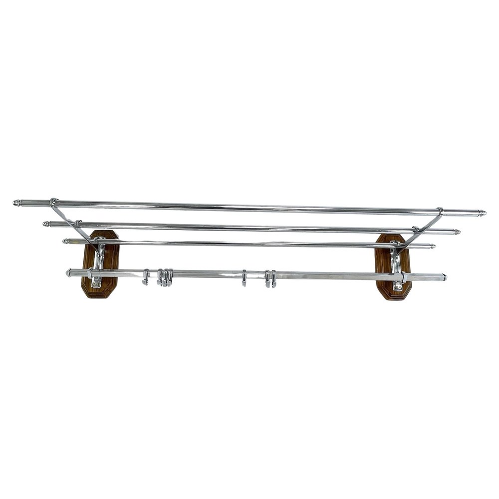 Art Deco Coat Rack in Wood and Chrome, 1930s for sale at Pamono