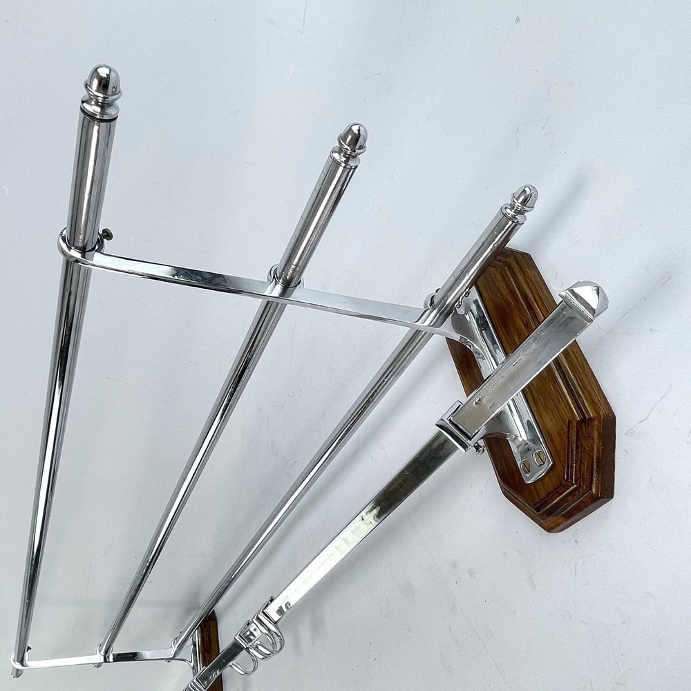 Art Deco Coat Rack in Wood and Chrome, 1930s for sale at Pamono