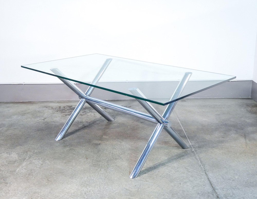 Italian Coffee Table with Glass Top for sale at Pamono