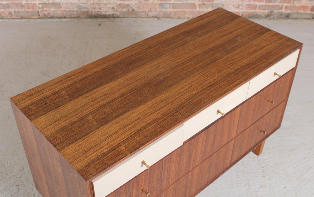 Mid-Century Tola and White Chest of Drawers from Meredew, 1960s for ...