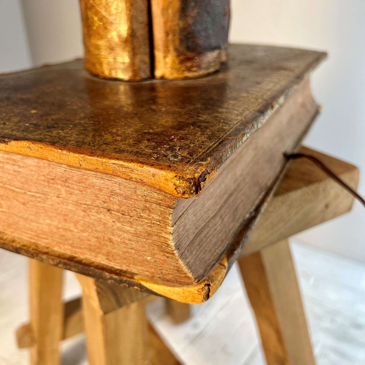 Antique Leather Book Table Lamp for sale at Pamono