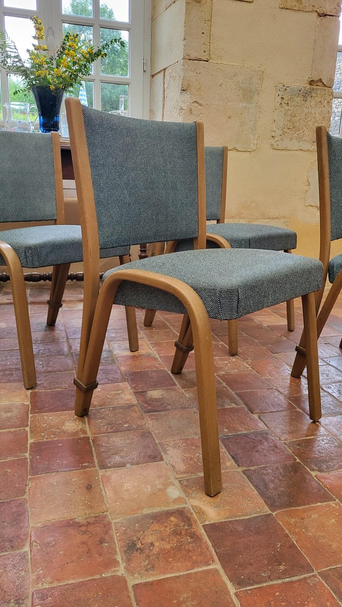 Bow-Wood Dining Chairs from Steiner 1950s, Set of 4 for sale at Pamono