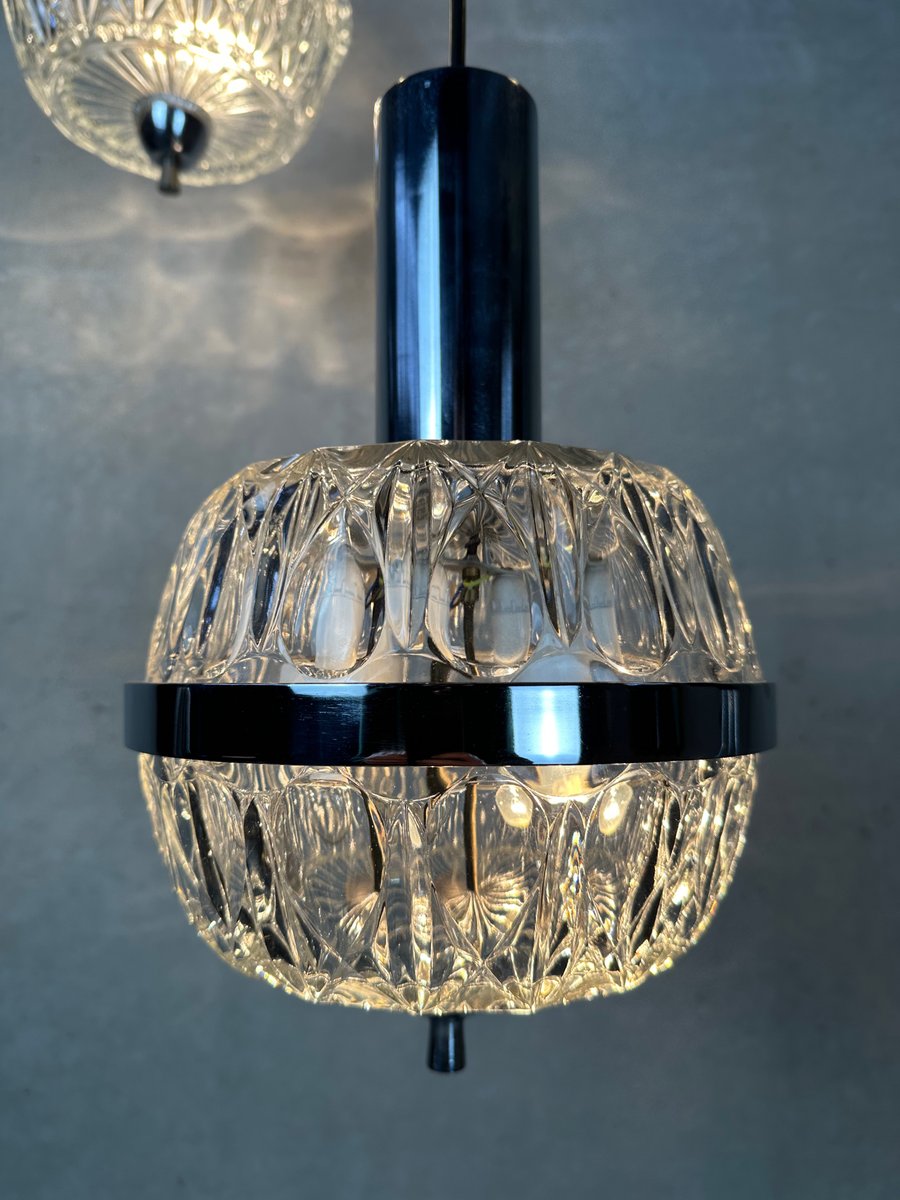 Hanging Lamps from Val Saint Lambert, Set of 2 for sale at Pamono