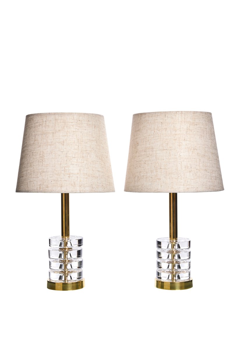 Swedish Crystal Glass Table Lamps by Carl Fagerlund for Orrefors, 1960s ...