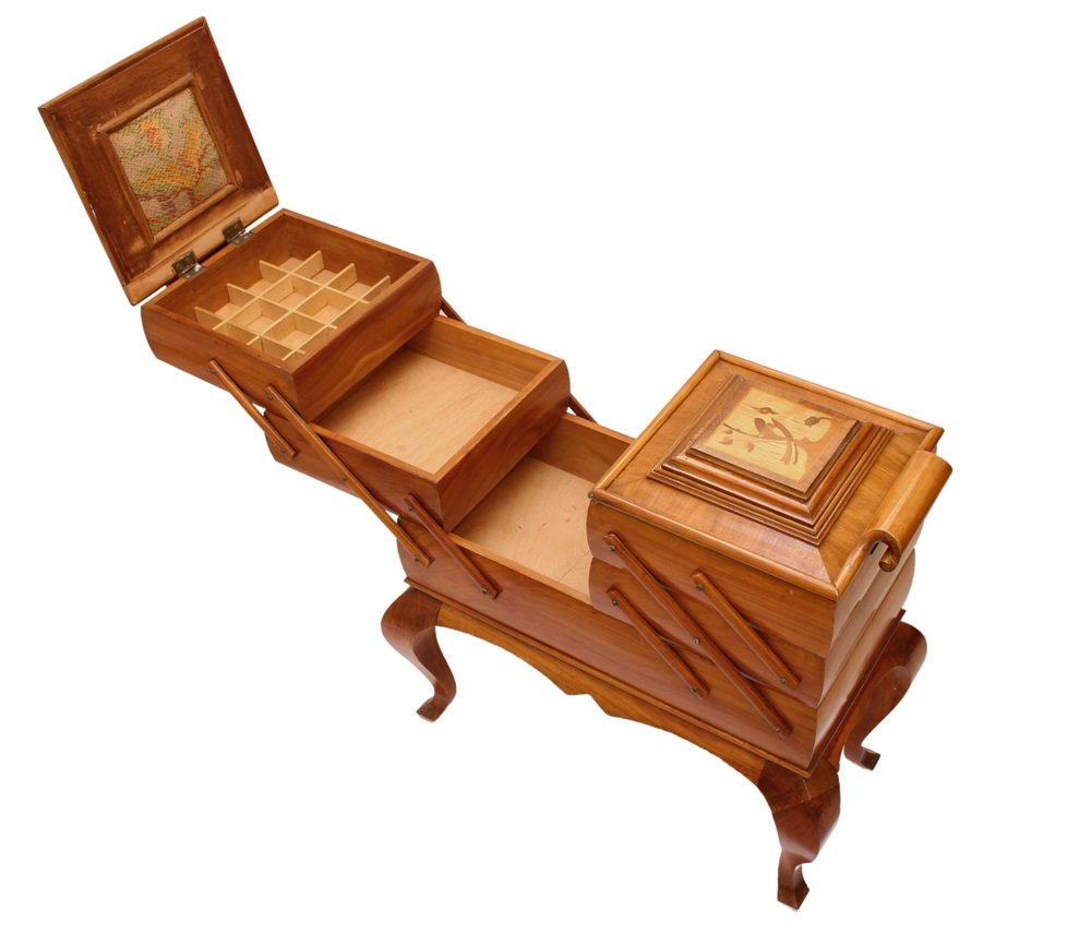 Art Deco Cherrywood Pull-Out Sewing Box for sale at Pamono