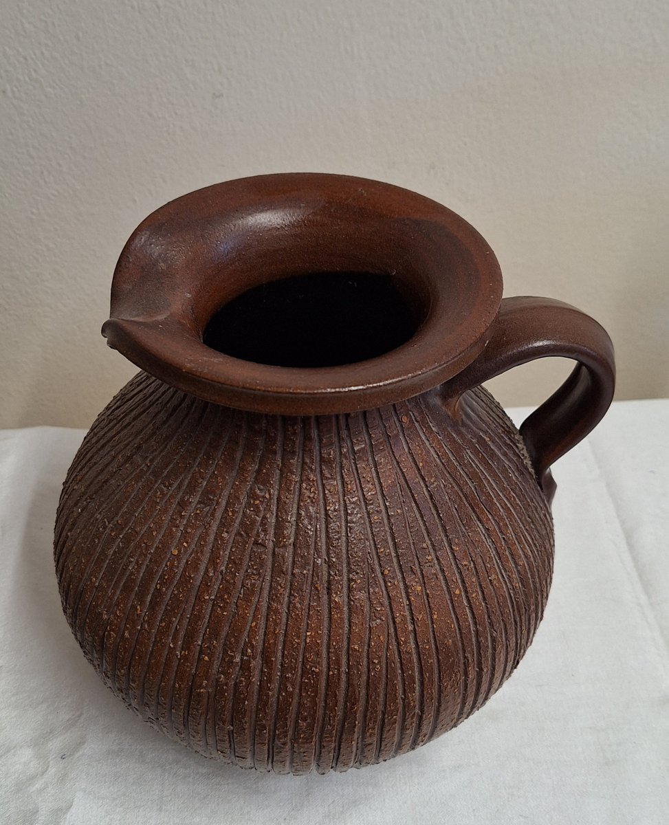 Vintage German Jug in Brown Ceramic, 1980s for sale at Pamono
