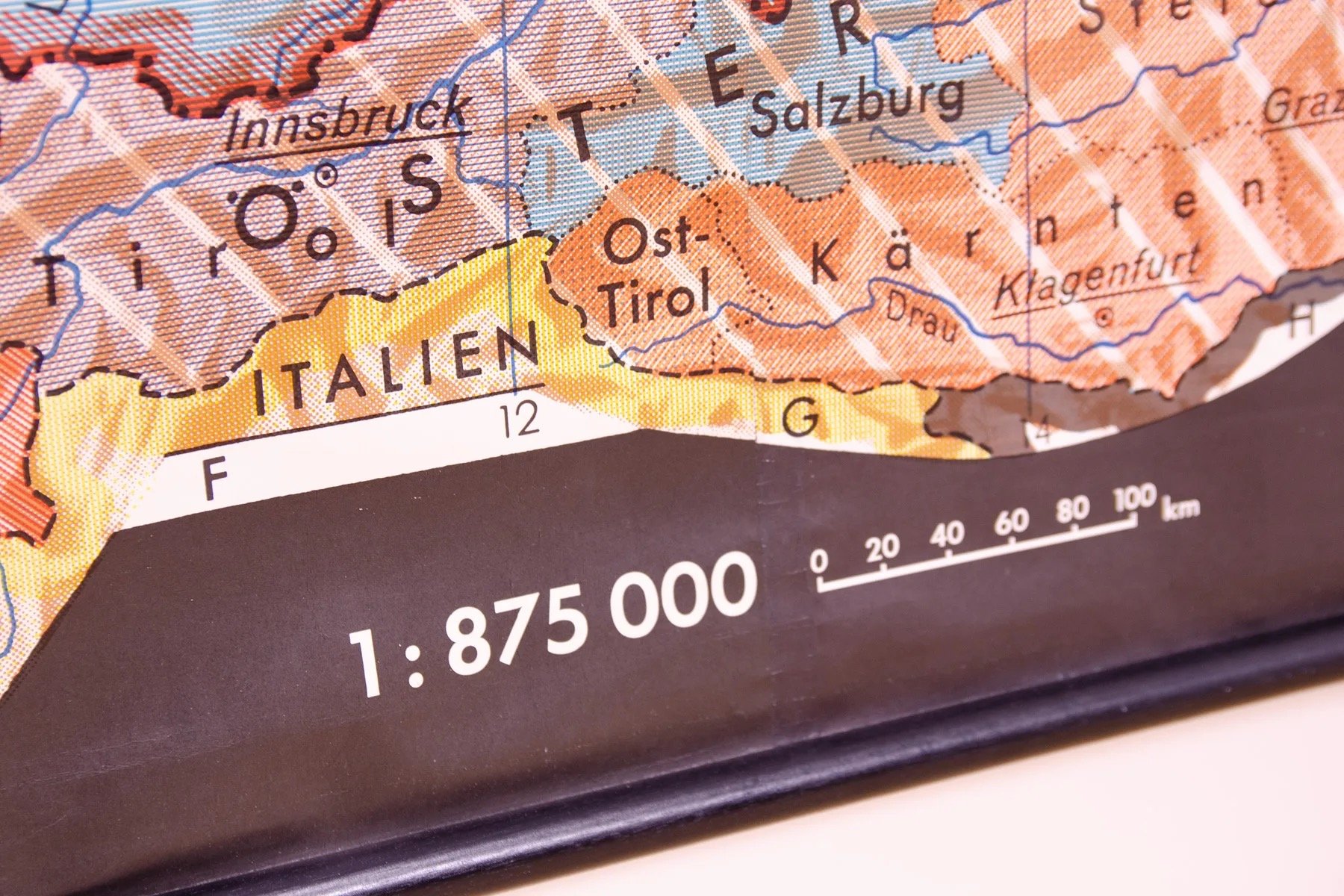 Vintage German School Map of Central Europe, 1961 for sale at Pamono