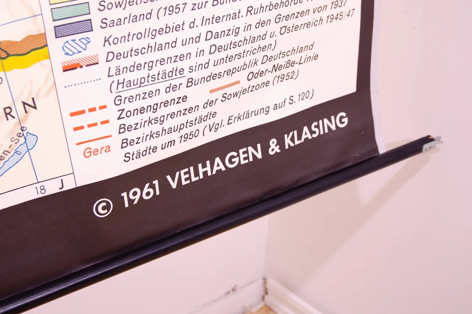 Vintage German School Map of Central Europe, 1961 for sale at Pamono