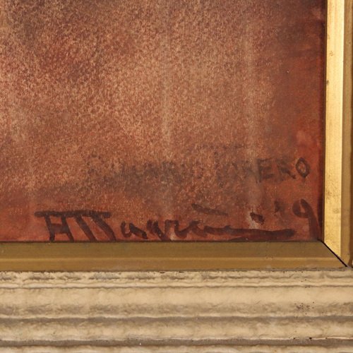 Adolfo Magrini, Female Figure, Mixed Media on Cardboard, 1896, Framed ...