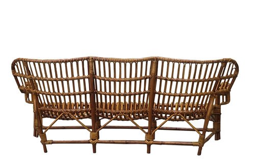 Italian Three-Seater Rattan Sofa, 1960s for sale at Pamono
