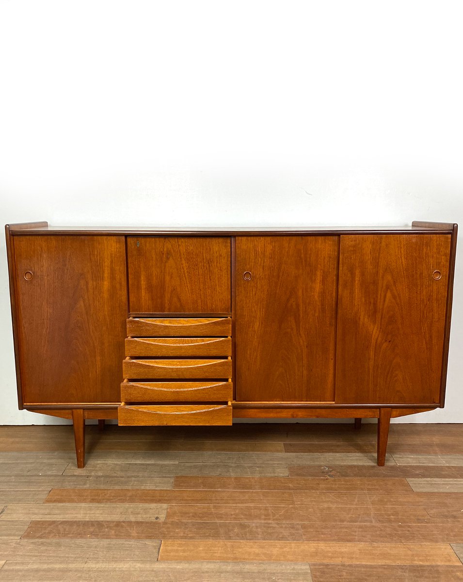 Teak Sideboard with Sliding Doors, 1950 for sale at Pamono