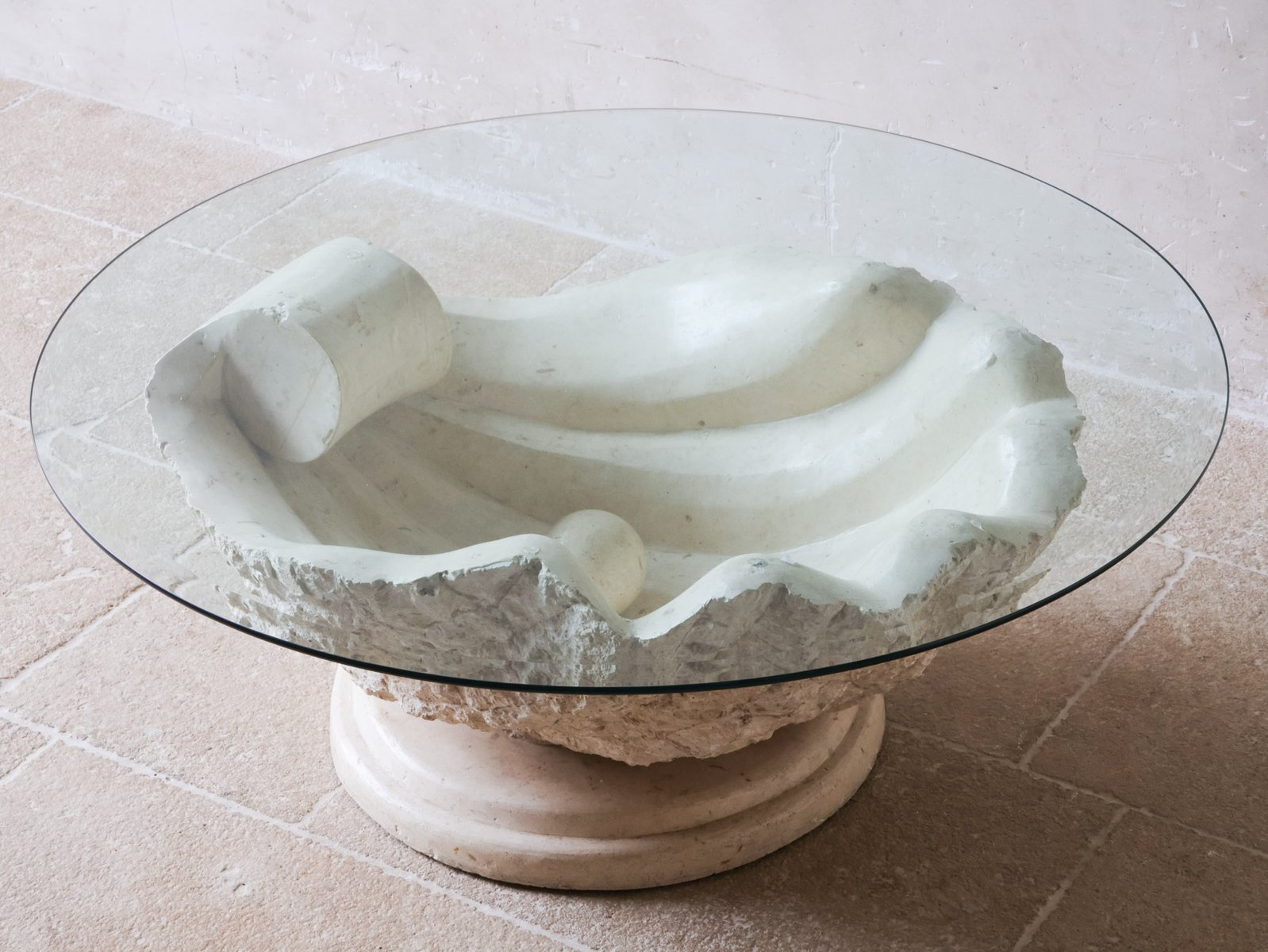 Postmodern Mactan Stone Shell Coffee Table by Magnusen Ponte, 1980s for ...