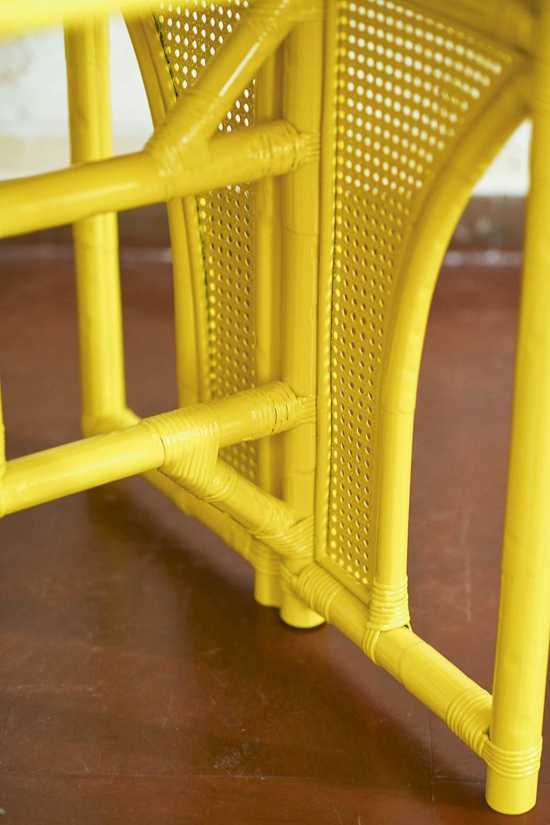 Yellow Lacquered Console with Flip-Top, 1970s for sale at Pamono