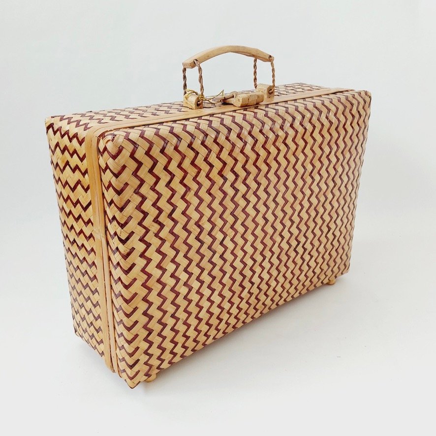 Vintage Chinese Wicker Suitcase, 1970s for sale at Pamono