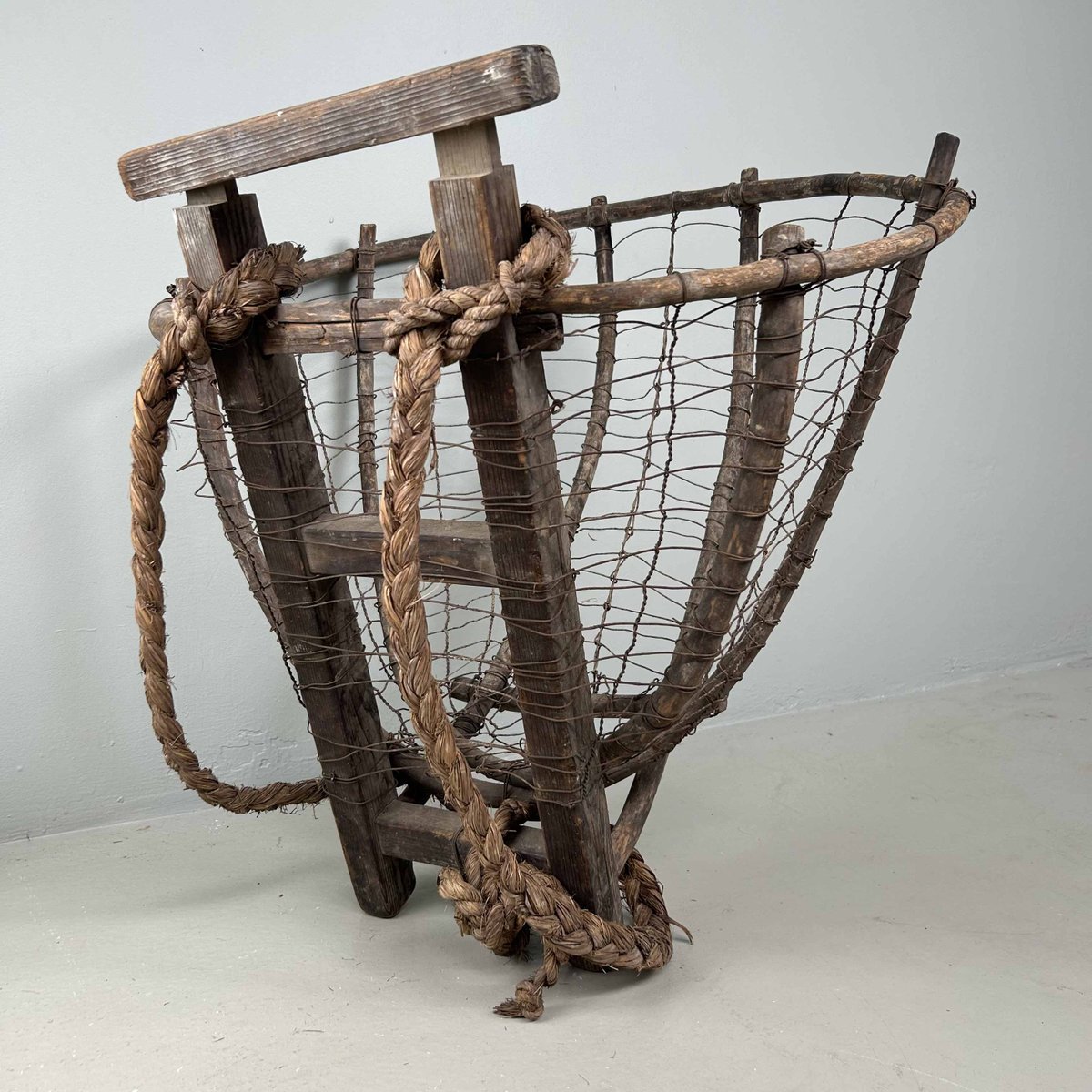 Antique Japanese Harvest Backpack Basket, 1920s for sale at Pamono