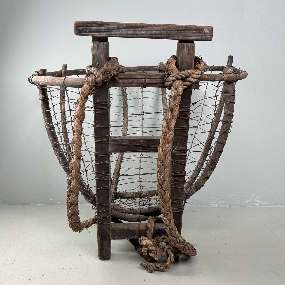 Antique Japanese Harvest Backpack Basket, 1920s for sale at Pamono