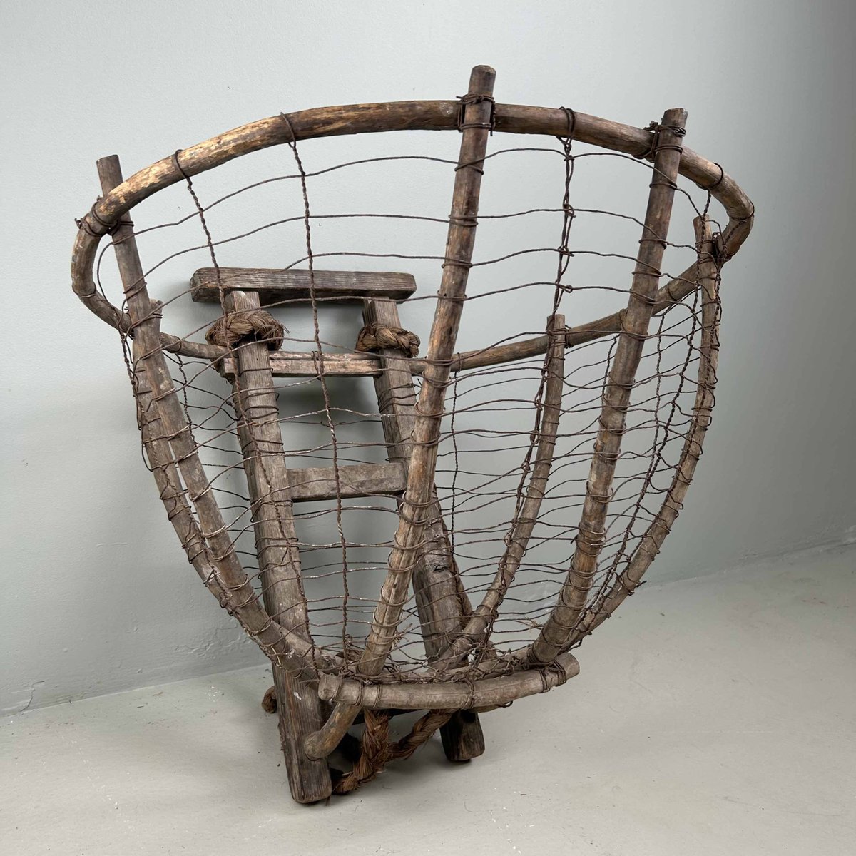 Antique Japanese Harvest Backpack Basket, 1920s for sale at Pamono