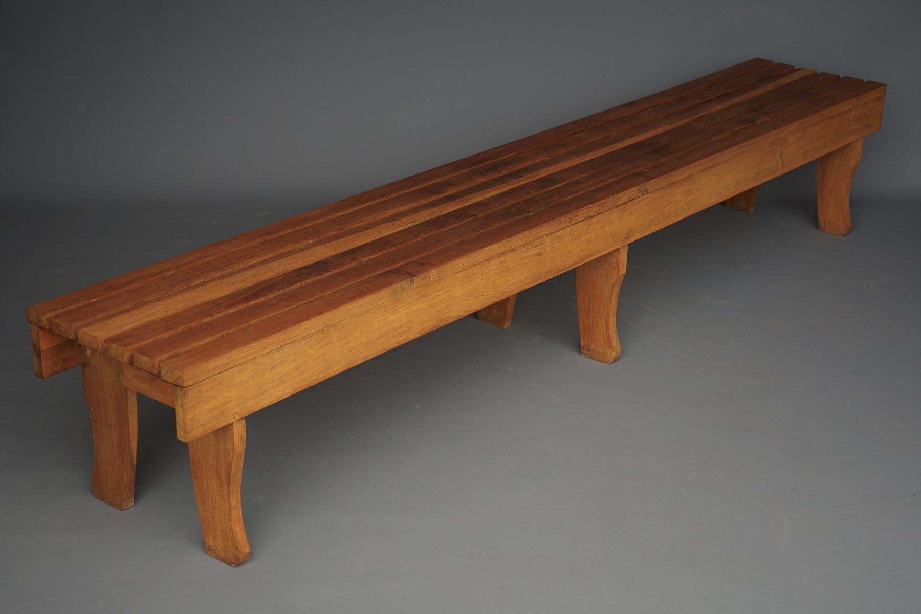 Long Oak Slatted Bench, 1970s for sale at Pamono