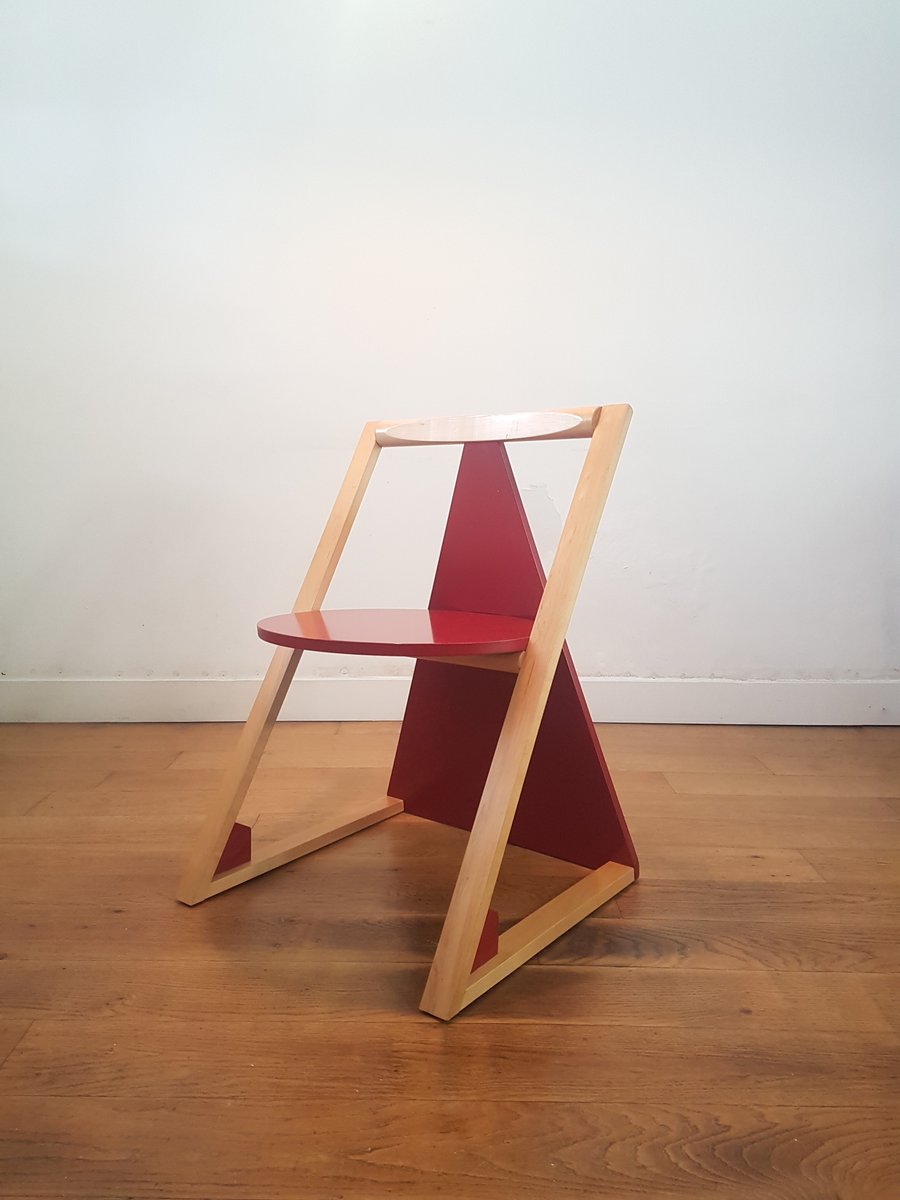 Vintage Triangular Wooden Chair for sale at Pamono