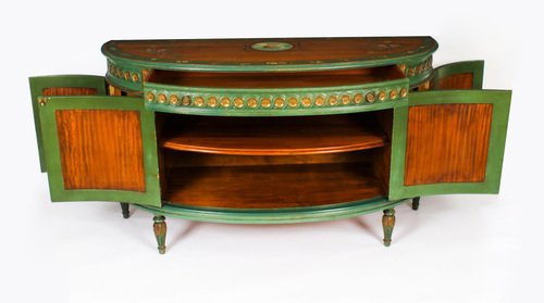 Vintage French Painted Demi Lune Cabinet, 1920s for sale at Pamono
