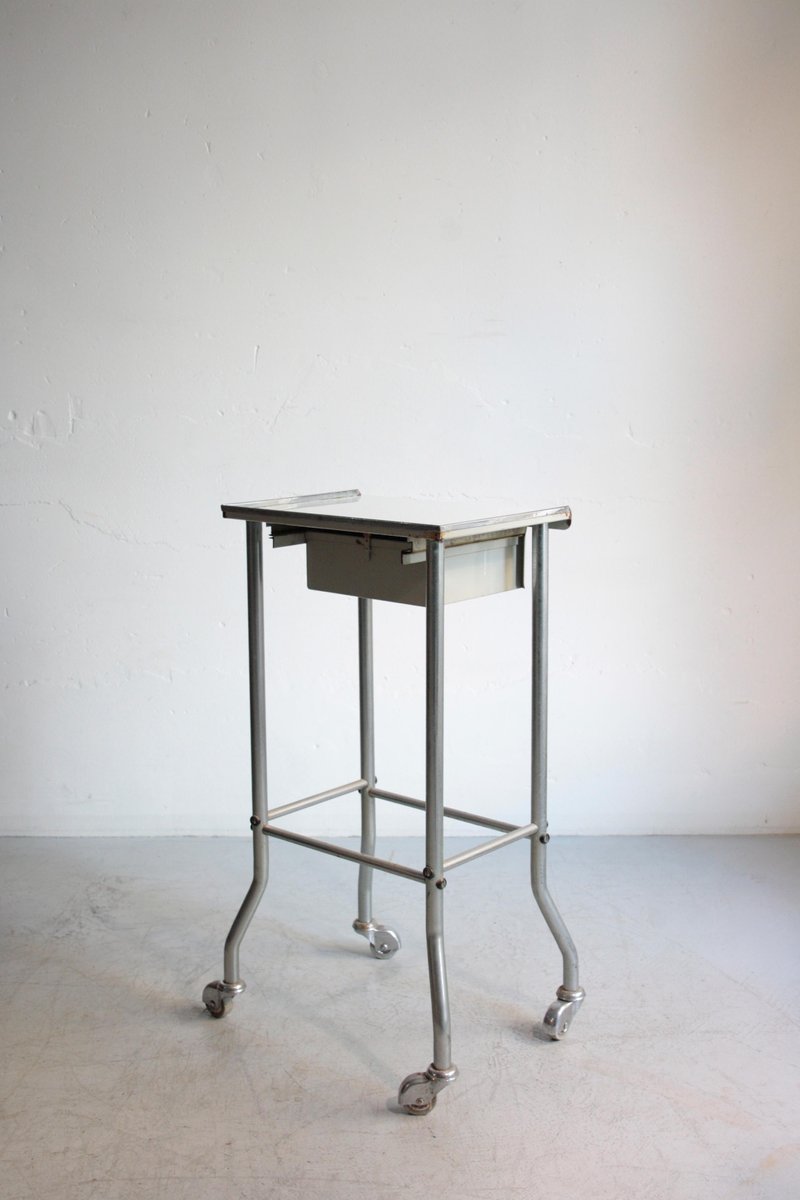 Medical Side Table with Drawer and Wheels, 1950s for sale at Pamono