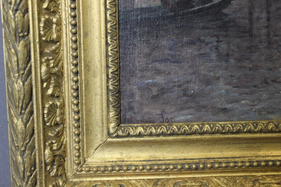 Johannès Son, Gondoliers in Venice, 1890s-1910s, Oil on Canvas, Framed ...