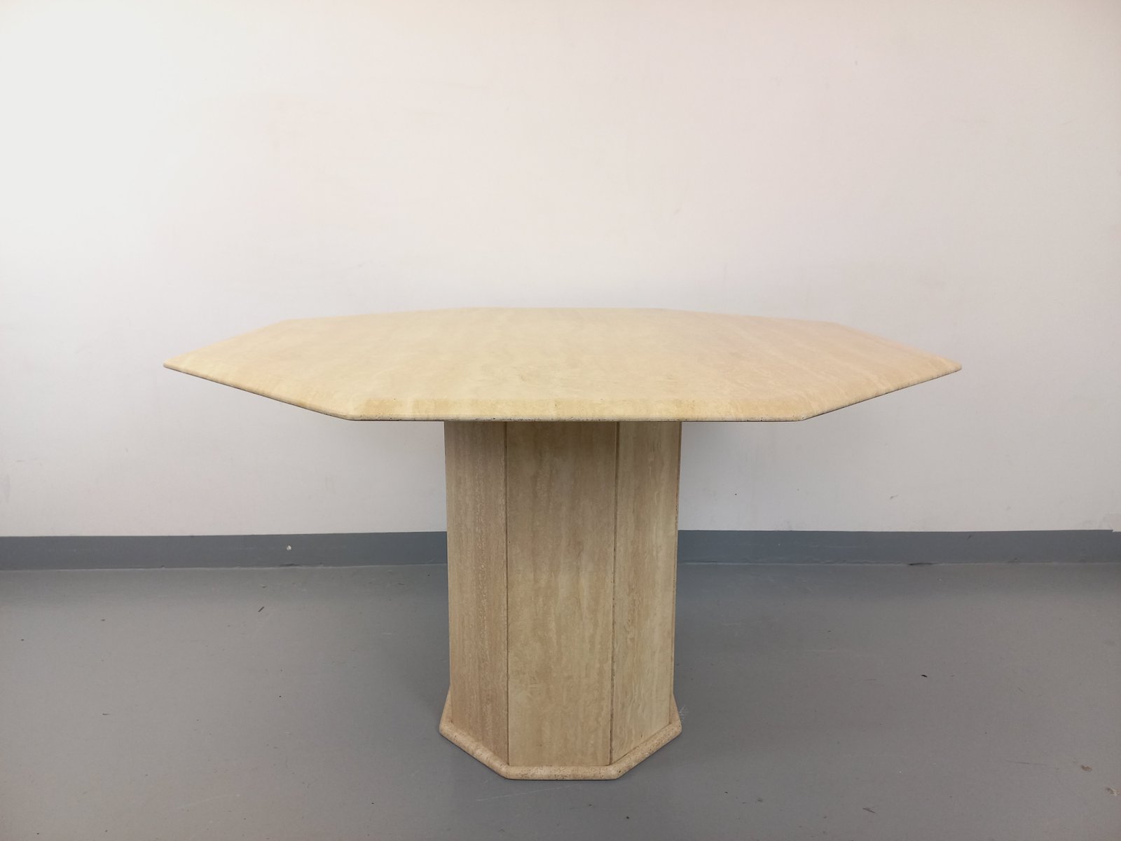 Vintage Octagonal Travertine Dining Table, 1970s for sale at Pamono