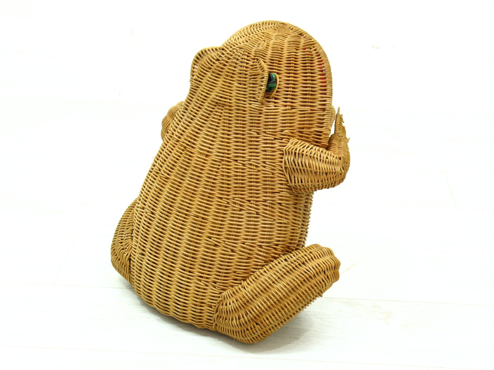 Vintage Rattan Frog Magazine Holder, 1970s for sale at Pamono