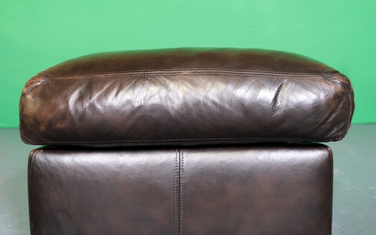 Vintage Brown Leather Footstool for sale at Pamono