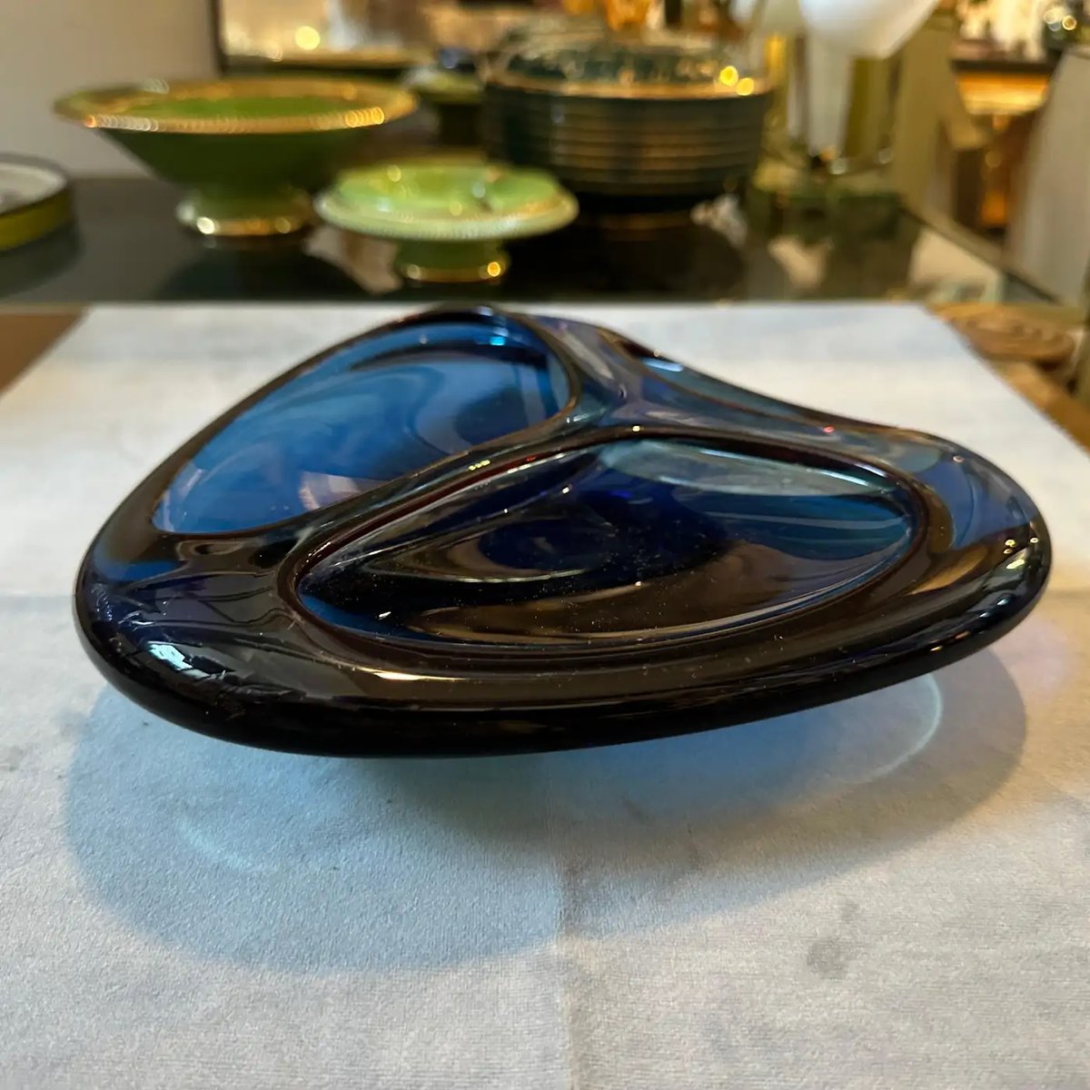 Modernist Triangular Blue and Brown Murano Glass Ashtray, 1980s for ...